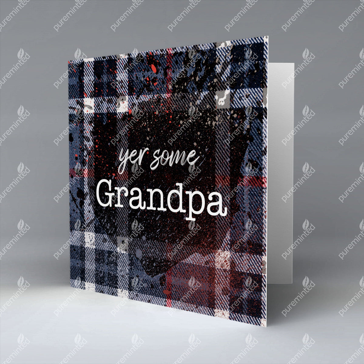 Yer Some Grandpa - Dark Blue Tartan - Greetings Card – pureminted